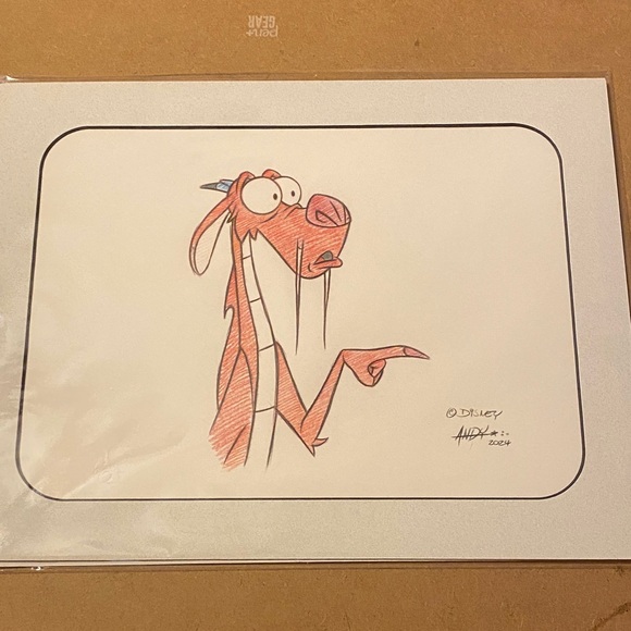 Disney | Art | Disney Mushu Illustration In Red And White | Poshmark